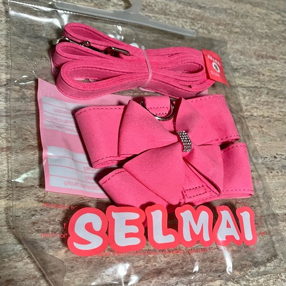 Selmai | Dog | Nib Selmai Dog Blingy Pink Bow Tie Harness And Leash Set ...